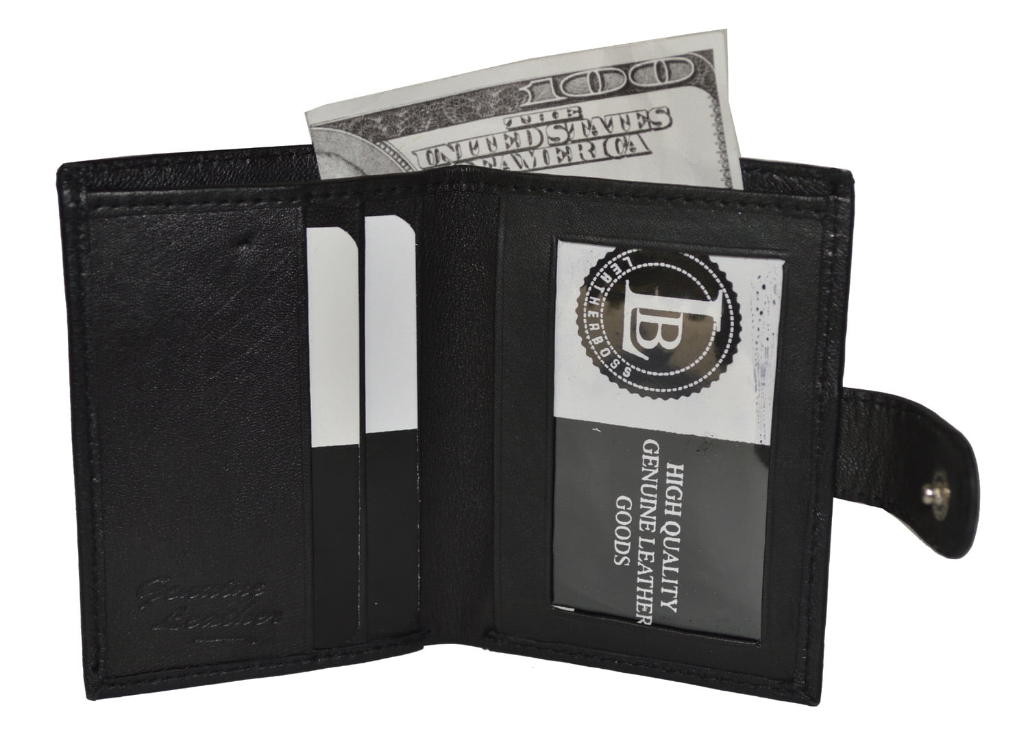 Genuine Leather Men ID Card Holder with Snap Closure by Leatherboss ...