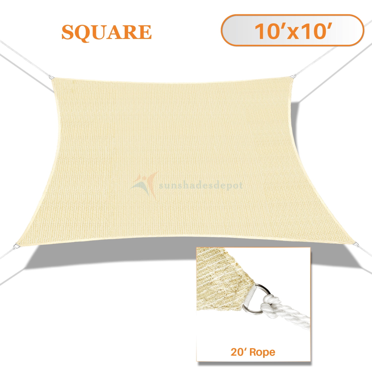 Sunshades Depot 10' x 10' 180GSM Sun Shade Sail Square Permeable Canopy ...