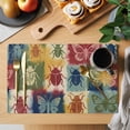 Art Country Cotton Linen Placemats Set of 4, Watercolors Retro Red Blue ...
