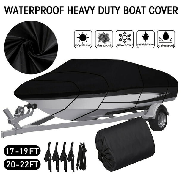 Heavy Duty Trailerable Waterproof Boat Cover, Fits V-Hull, Fishing Boat ...