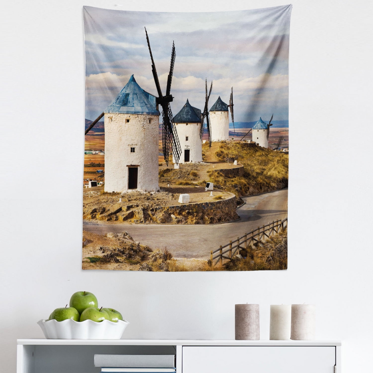 Windmill Tapestry, Medieval Spain Windmills in Consuegra Old Historical ...