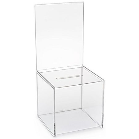Displays2go Set of 2, 8-1/2 x 19-1/2-Inch Clear Acrylic Ballot Box, for ...