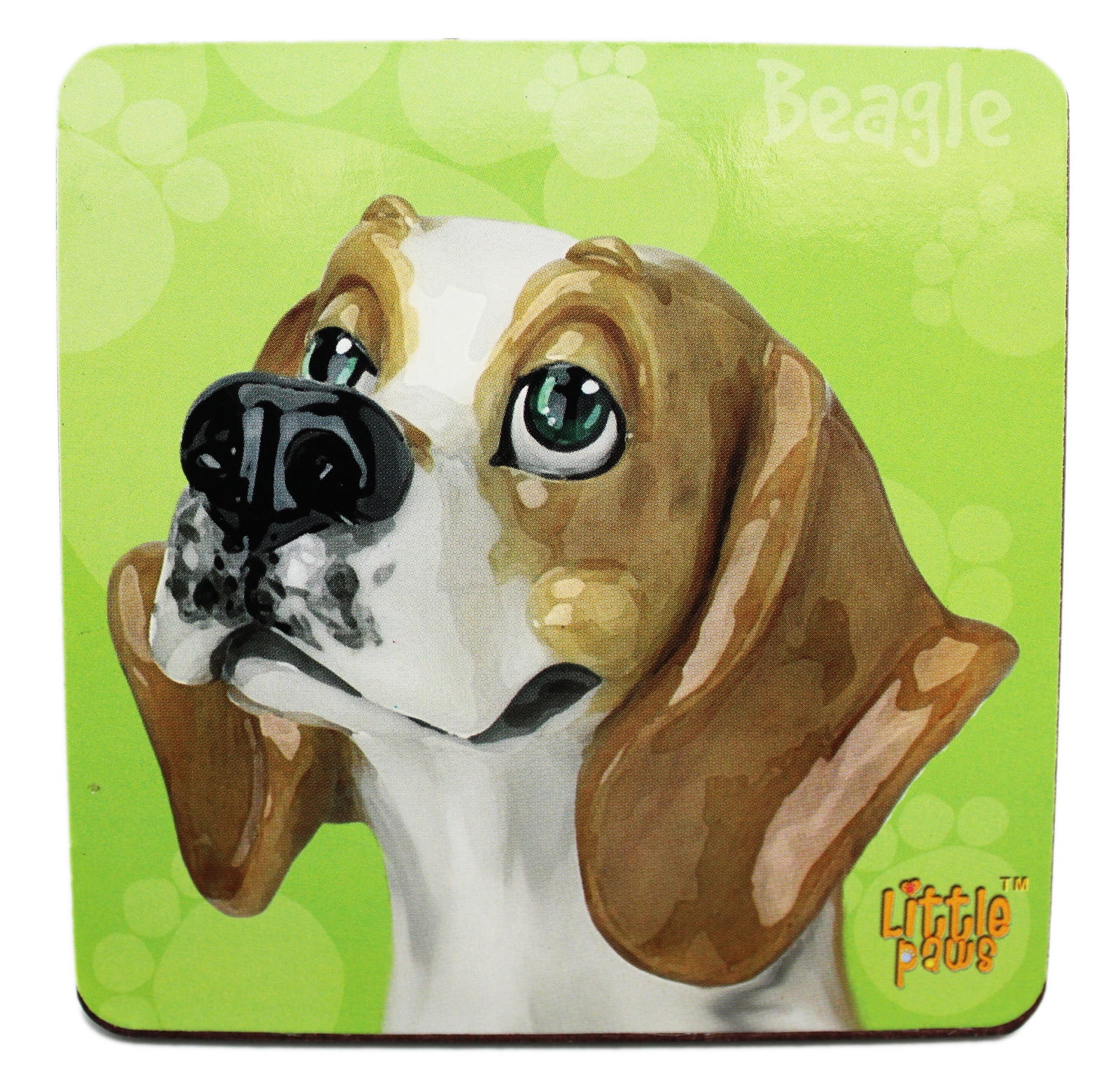 Slightly Smirking Adorable Beagle Green Background Drink Coaster ...