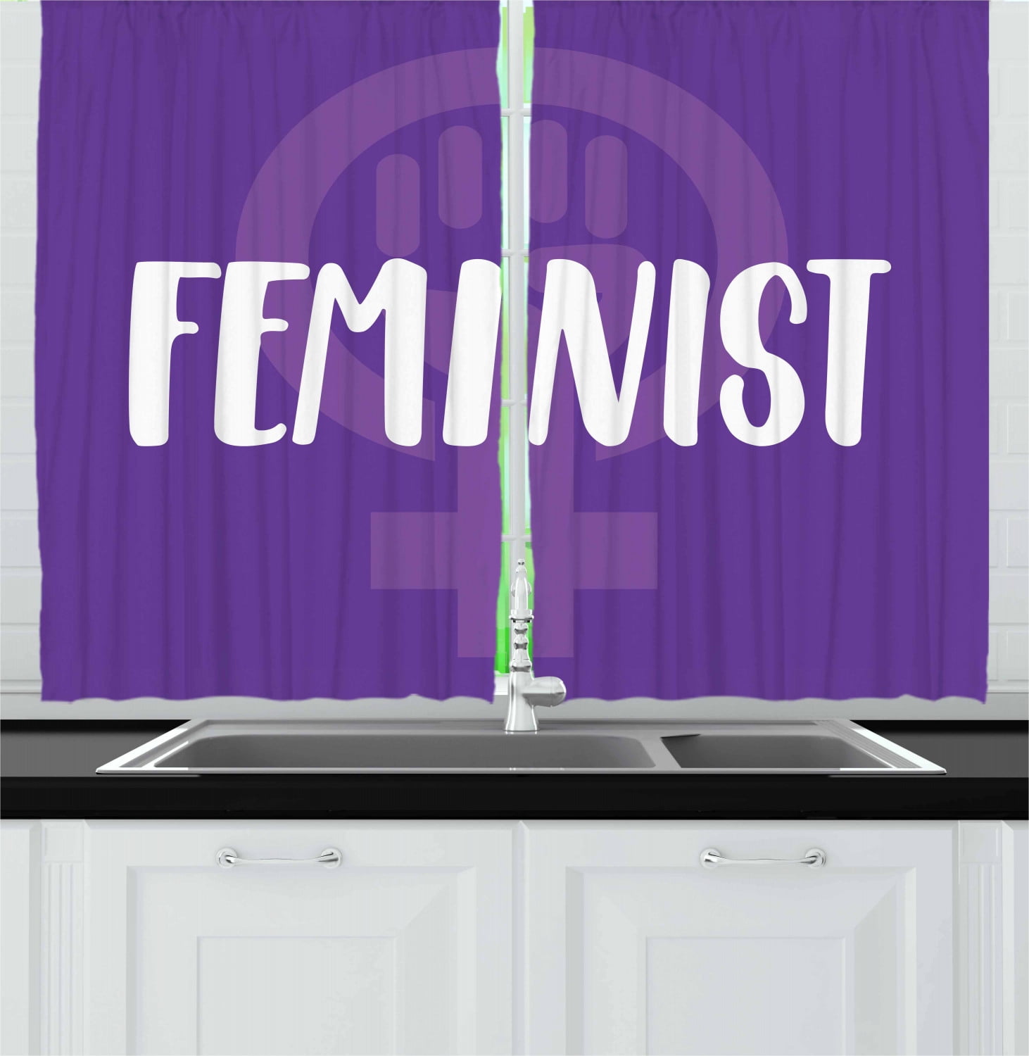 Feminist Curtains 2 Panels Set Feminist Hand Drawn Lettering About
