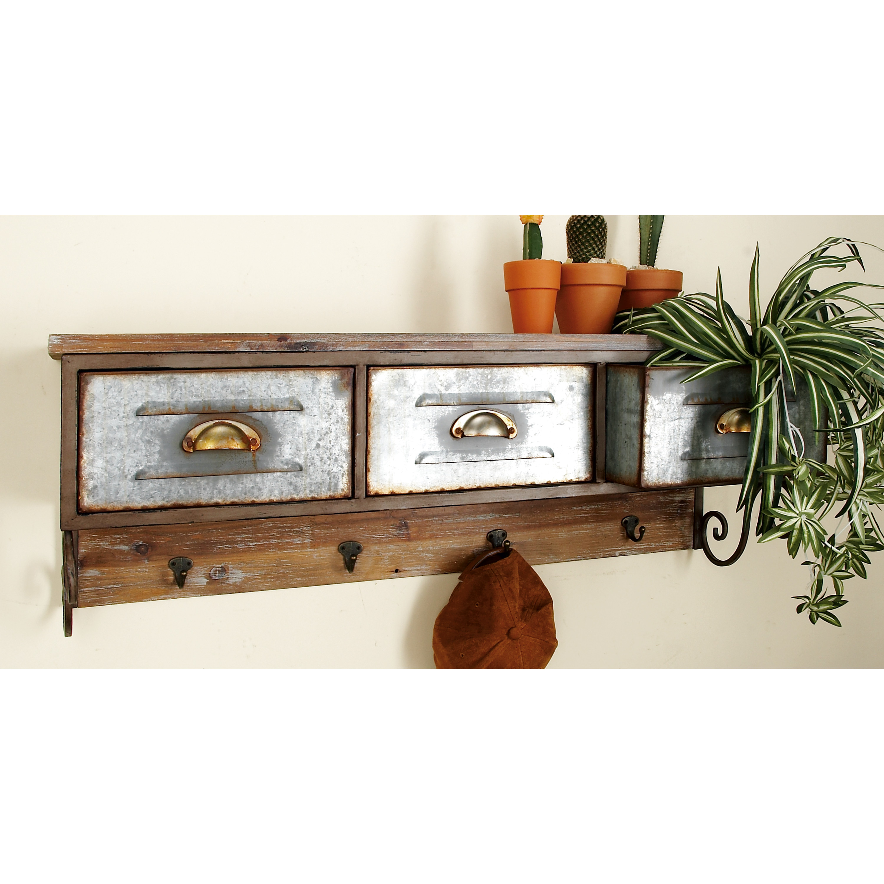 DecMode Indoor Brown Wood Farmhouse Wall Shelf - Walmart.com