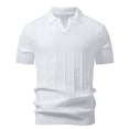 Antinious Men Solid Knit Notch V-Neck Collar Pullover Short Sleeve ...