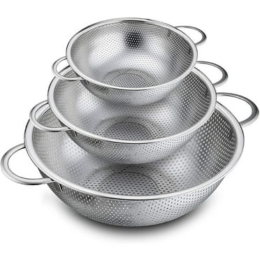 U.S. Kitchen Supply Large 3 Piece Stainless Steel Colander Set - Pasta ...