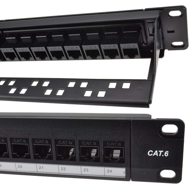 Detroit Packing Co. 24 Port CAT6 RJ45 Through Coupler Patch Panel with ...