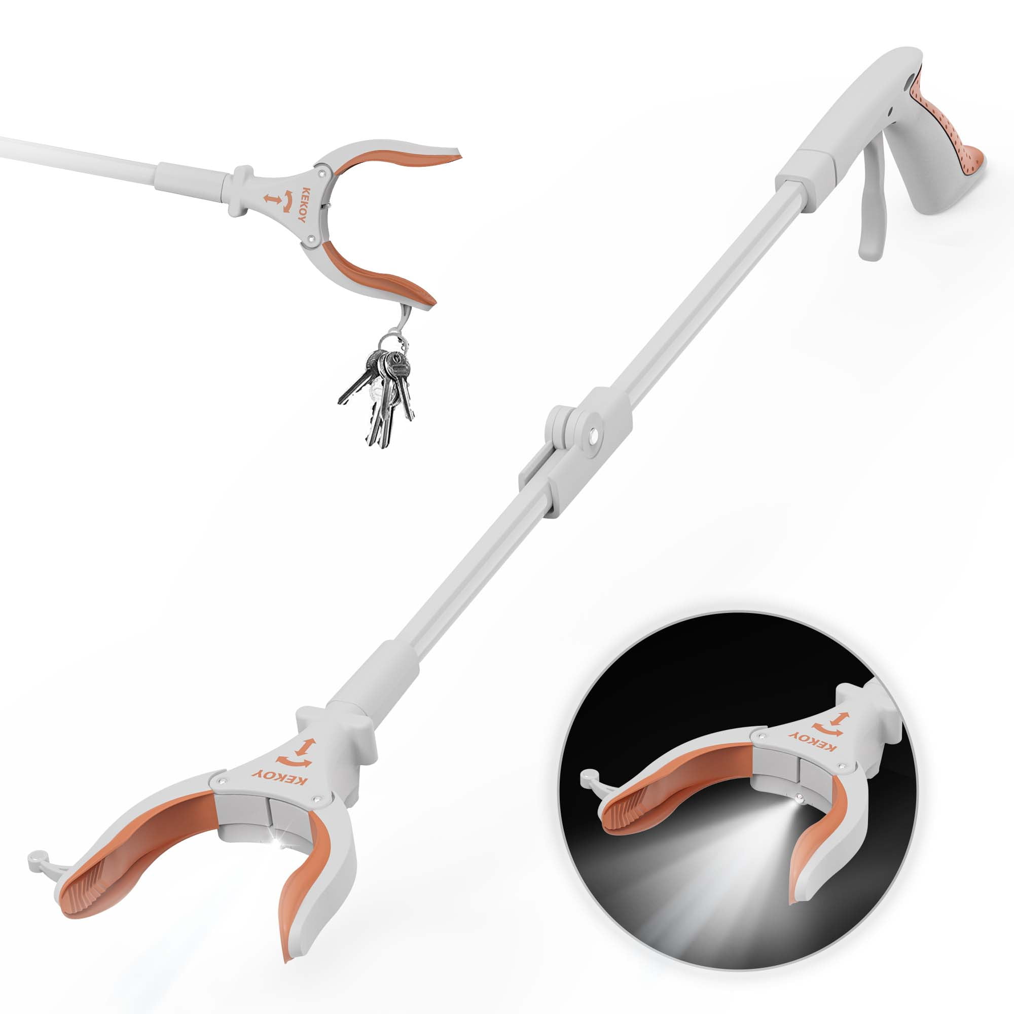 32'' Reacher Grabber Tool with Light, KEKOY Foldable Heavy Duty Trash ... 32'' Reacher Grabber Tool with Light, KEKOY Foldable Heavy Duty Trash ...