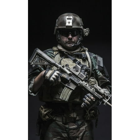 U.S. Marine Corps special operations command Marsoc raider with weapon ...