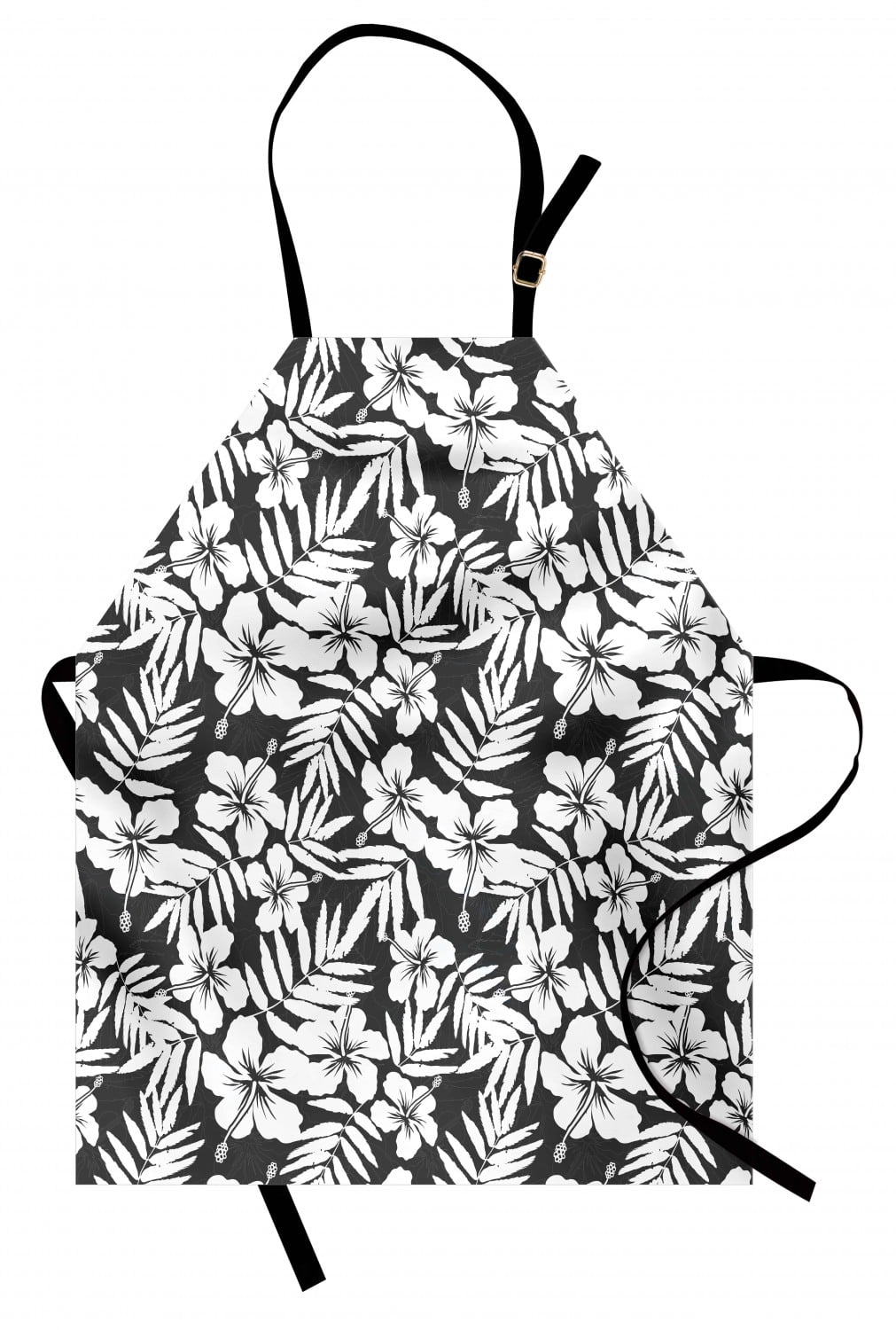 Tropical Apron Artisan Exotic Hibiscus Flowers Fern Leaves Pattern ...
