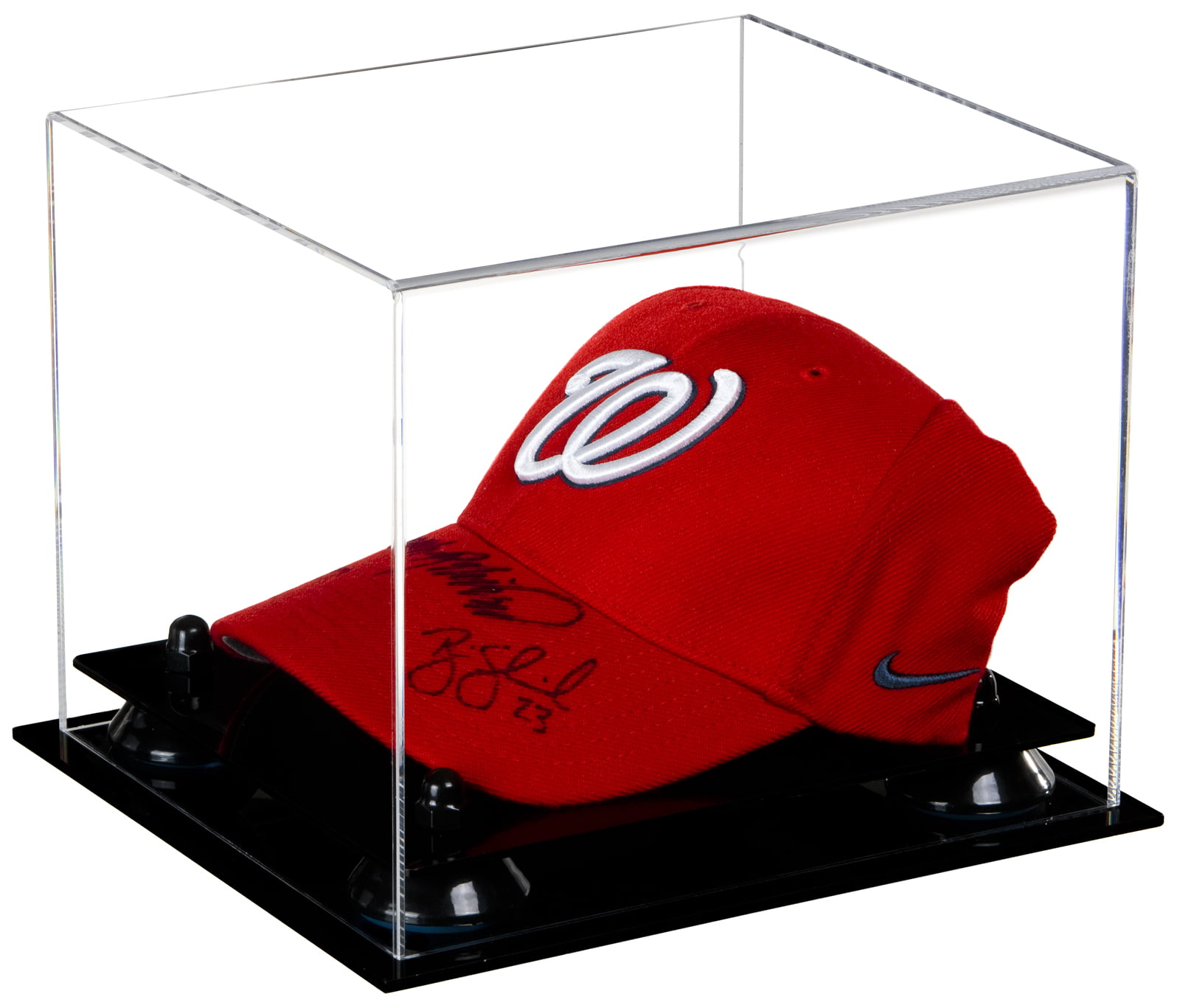 Deluxe Clear Acrylic Baseball Cap Display Case with Black Risers (A006 ...