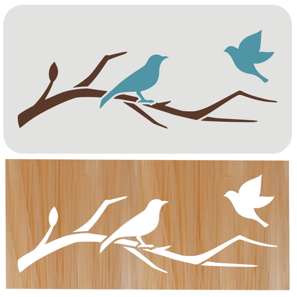 1pc Birds Tree Branches Stencil 30x15cm Reusable Furniture Details ...