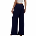 ctdiral Womens Solid Color Wide Leg Pants Drawstring Elastic Waist ...
