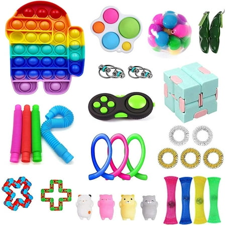 Fidget Pack Toys Set Sensory Simple Dimple Push Pop Bubble Stress Ball ...