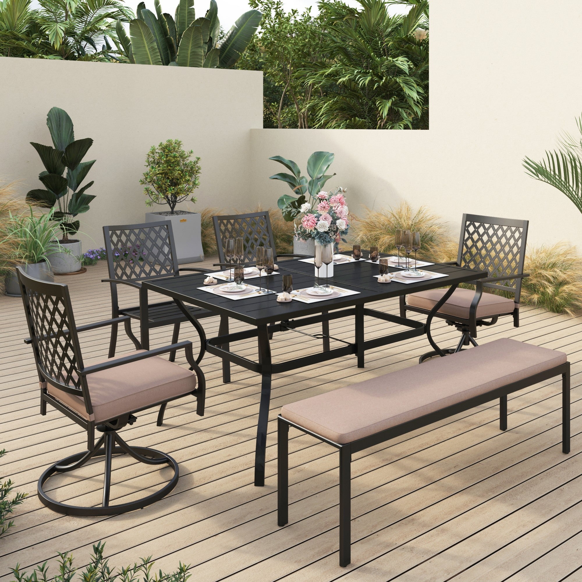 Sophia & William 6 Piece Outdoor Dining Set Patio Furniture Set with ...