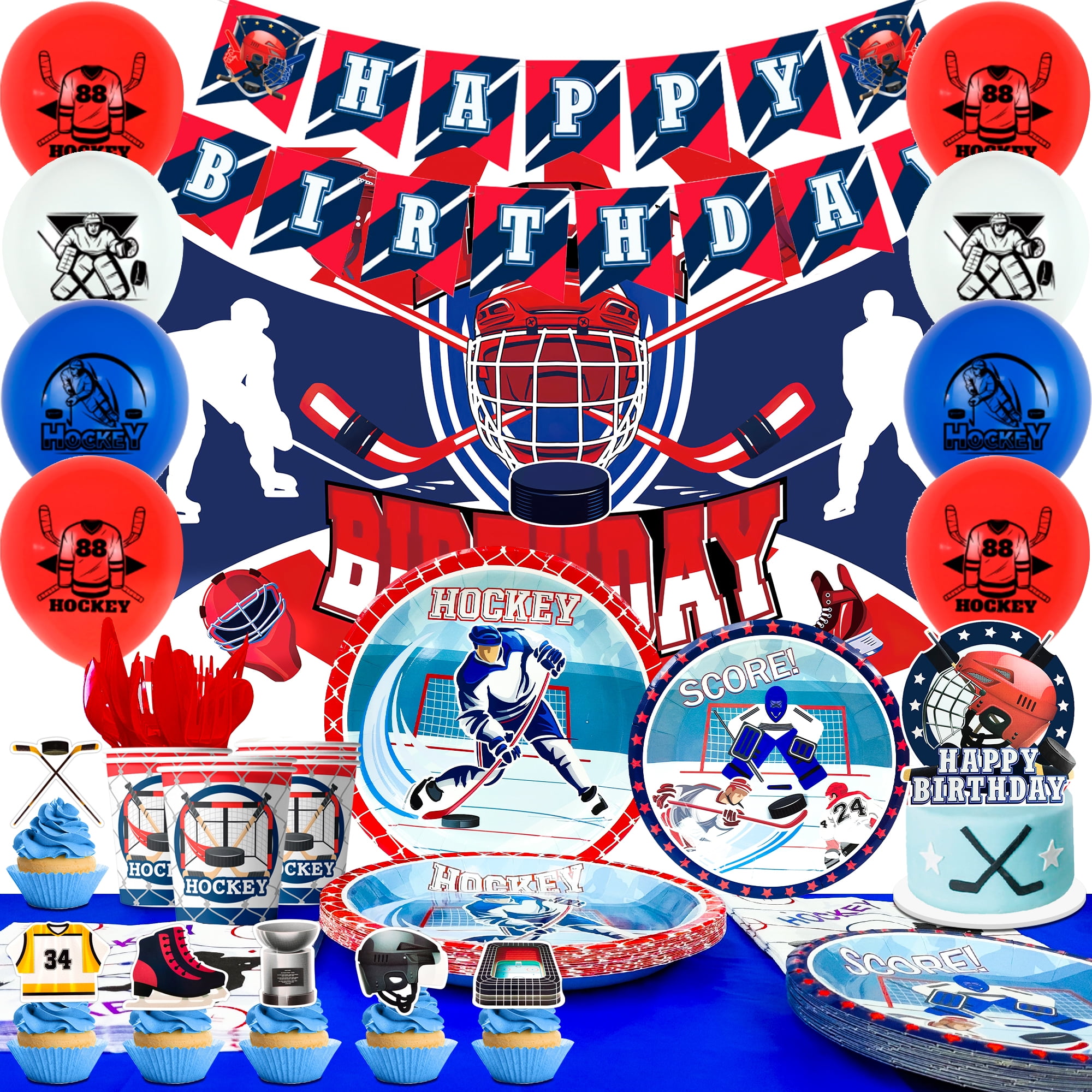 Click here for Elifjoydeco Hockey Birthday Party Supplies 168pcs... prices
