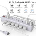 POWSAF Power Strip: 3-Sided, 18 Outlets, 3 USB, 6 Ft Cord, 1875W/15A ...