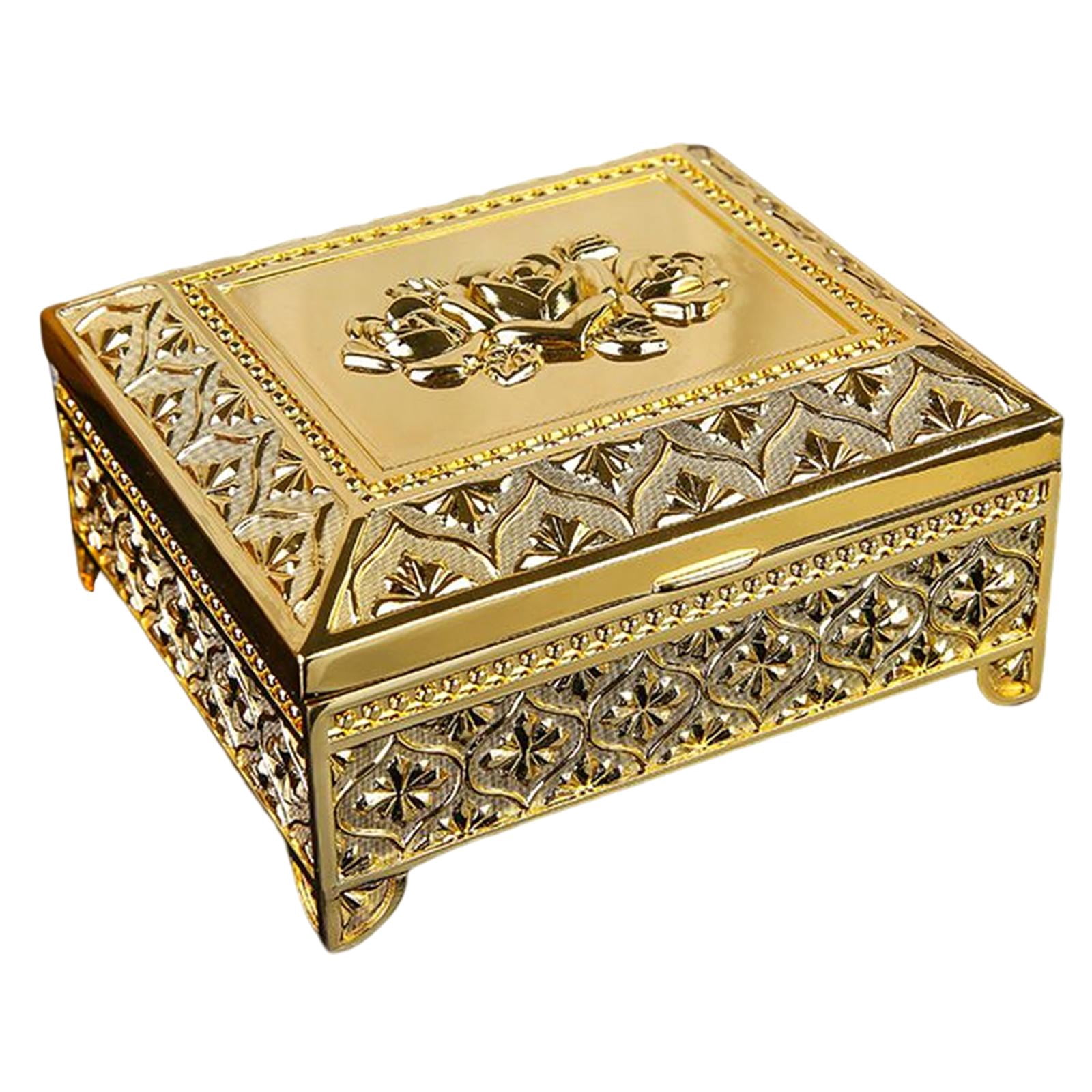 Caja de joya Yinane Joyero Metálico Grabado Rectángulo Dorado | Bodega ...
