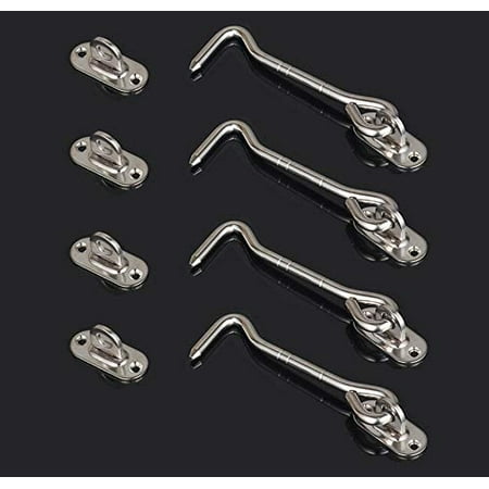 4 Pack 4 Inch Cabin Hook and Eye Latch with Mounting Screws, 100mm ...
