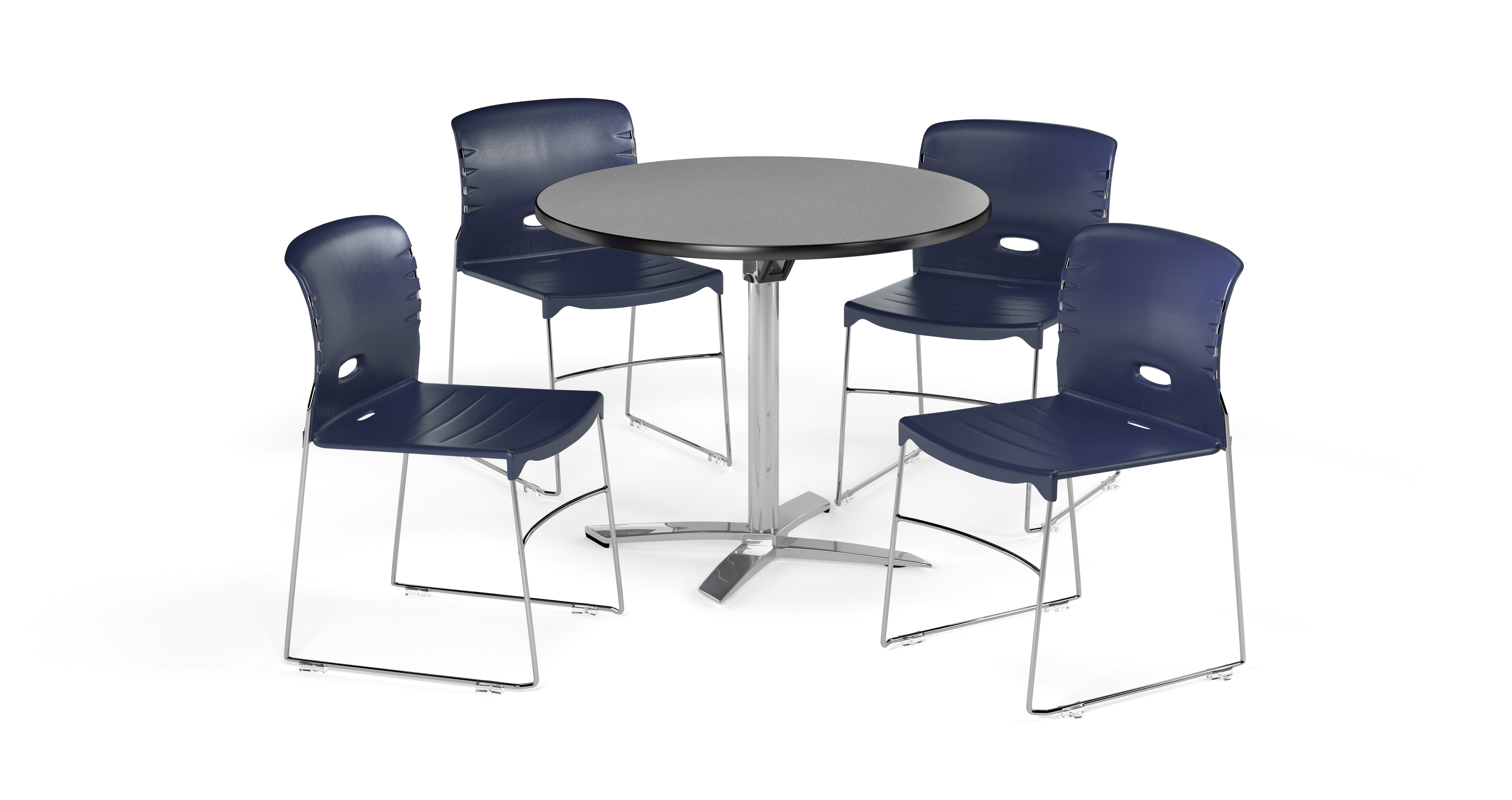 ofm multi-use break room package, 42" round flip-top table with ...
