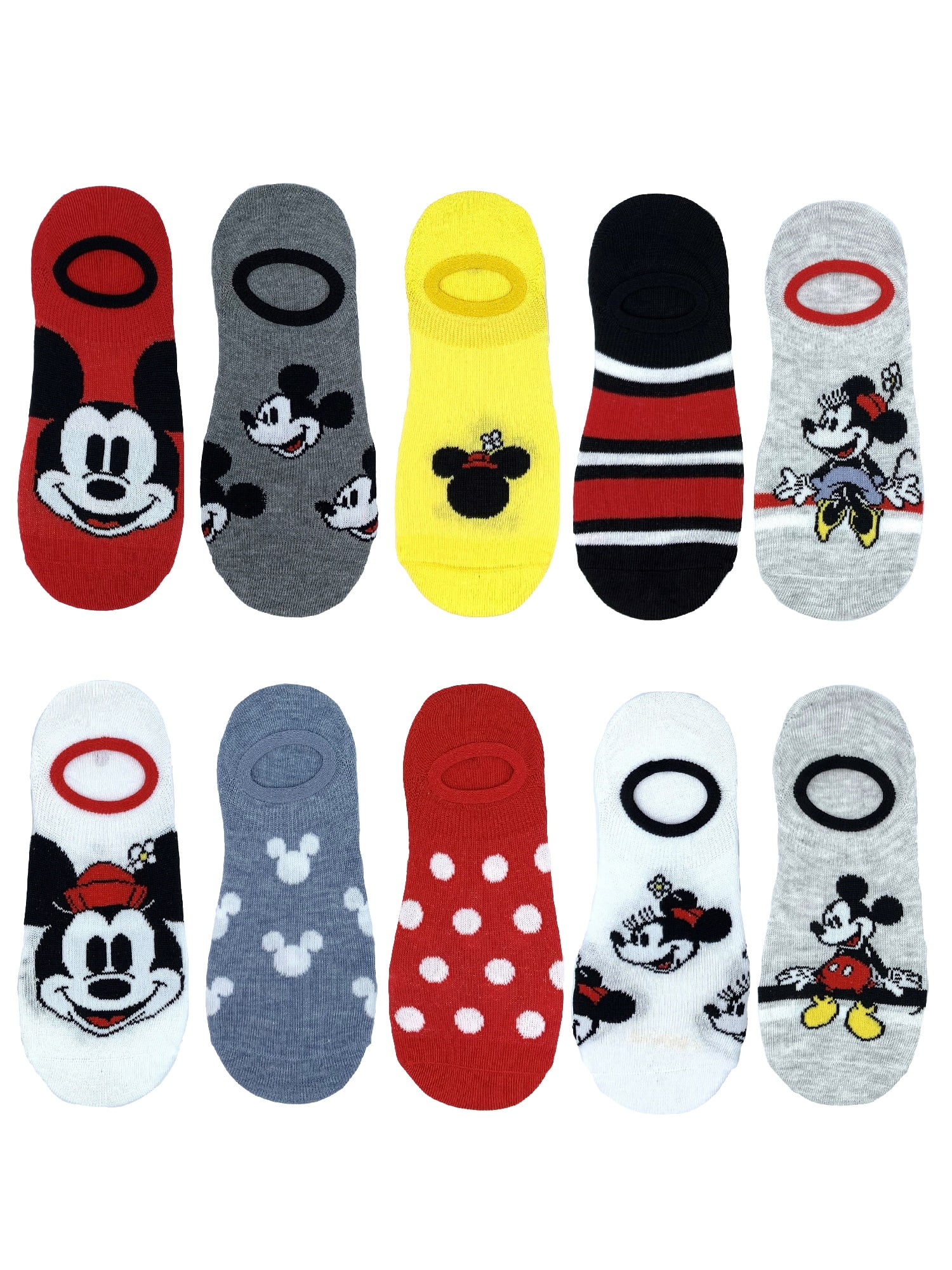 Mickey & Friends Women's Stay-Put Liner Socks, 10-Pack, Size 4-10 ...