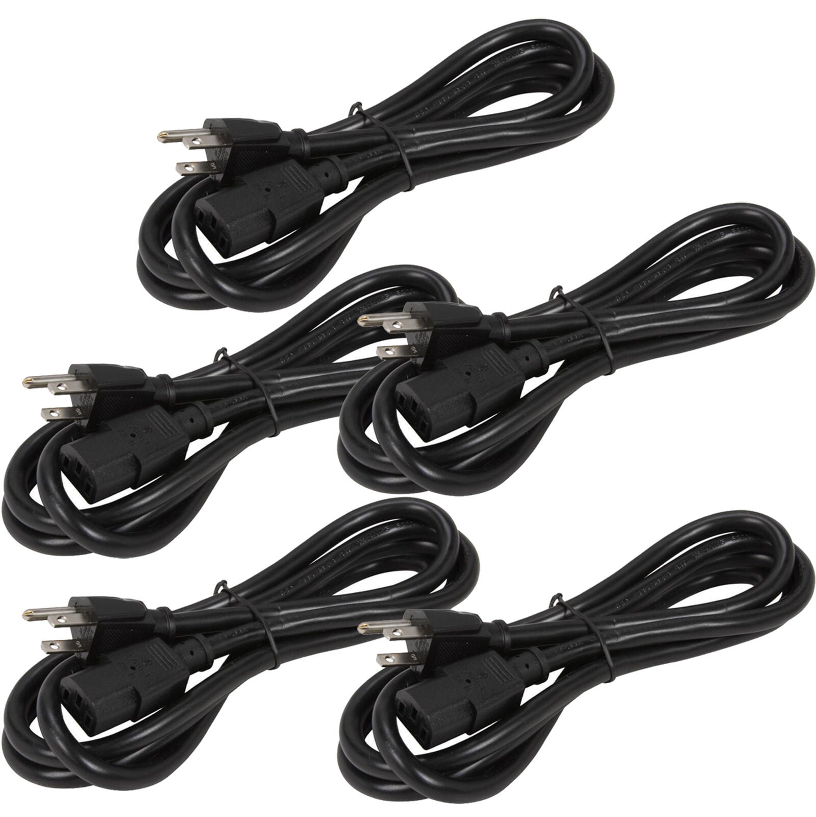 5 pack 6 ft Ballast Computer AC Power Cable 18 AWG foot Cord PSU Supply ...