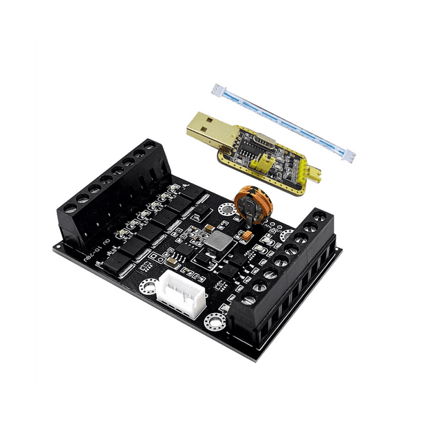 Qtmnekly FX1N-14MT PLC Industrial Control Board+USB-TTL Cable PLC Module Analog Input / Output ...