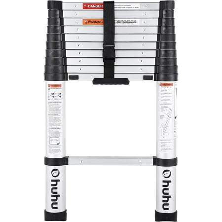 TOONM 10.5 FT Aluminum Telescoping Ladder, One-Button Retraction ...