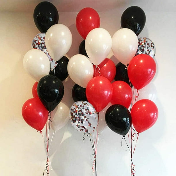 62 Pieces Black Red Confetti Balloons Kit, 12 Inches Black Red White ...
