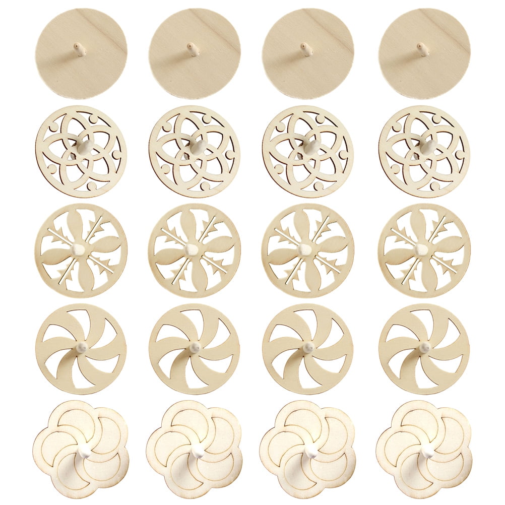 HOMEMAXS 20pcs Unfinished Spinning Tops Coloring Wood Blank Gyroscope ...