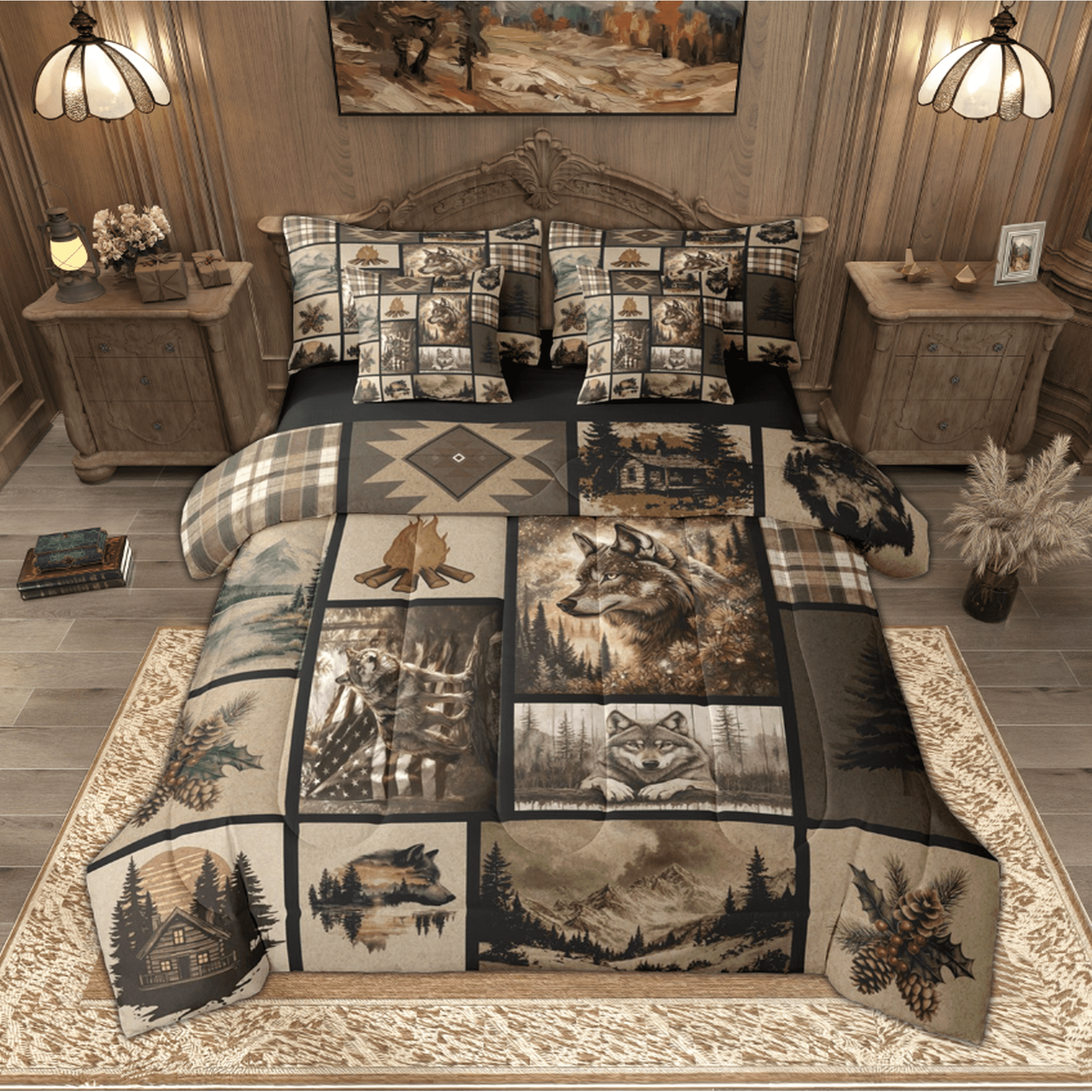 Click here for Manfei Hunting Wolf Animal Bedding Comforter Set 7... prices