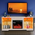 Seetaras Fireplace TV Stand with 18 Inch Electric Fireplace Adjustable ...
