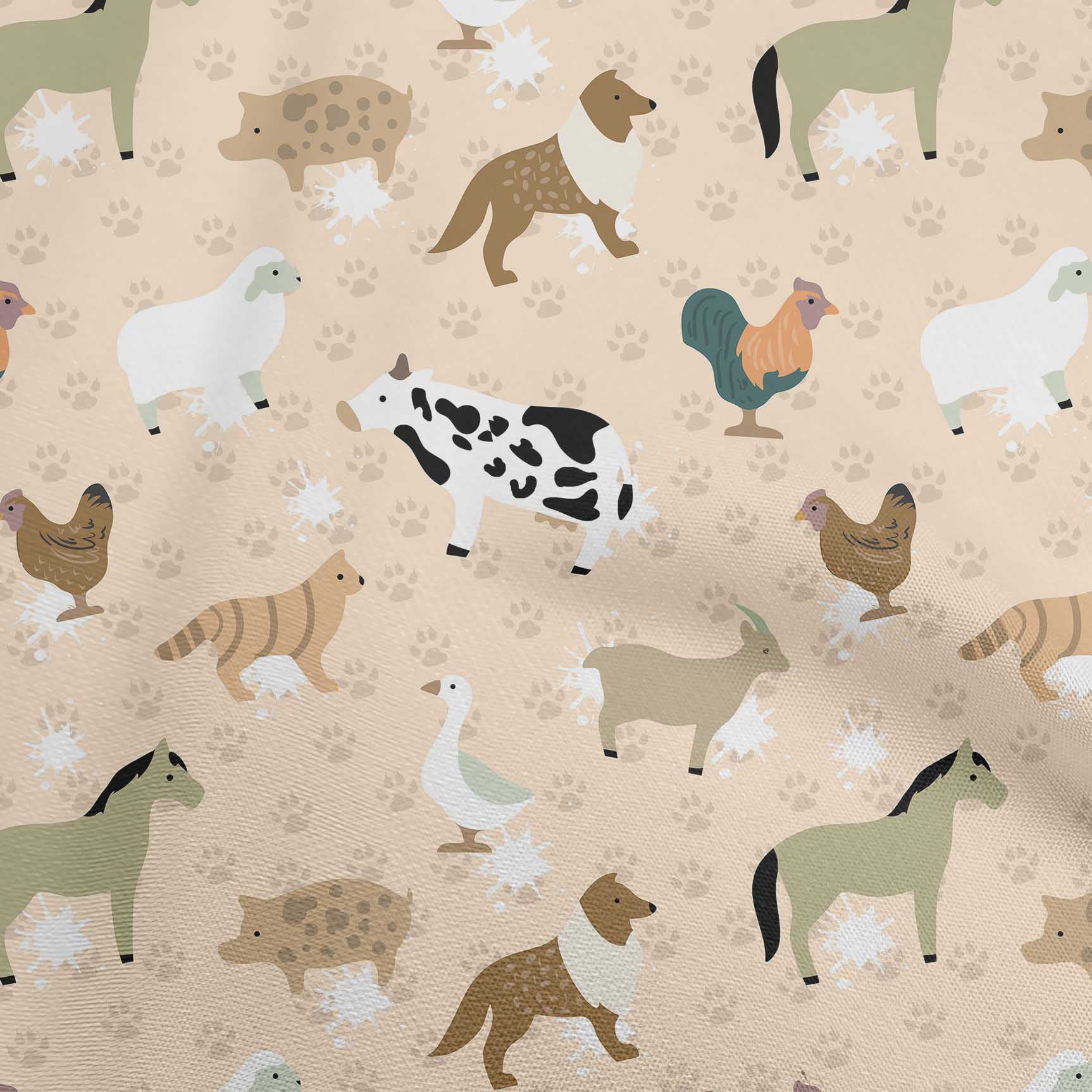 oneOone Silk Tabby Light Beige Fabric Animals Dress Material Fabric ...