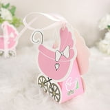 BalsaCircle 25 Pink Paper Stroller Favor Boxes Ribbon Baby Shower Candy ...
