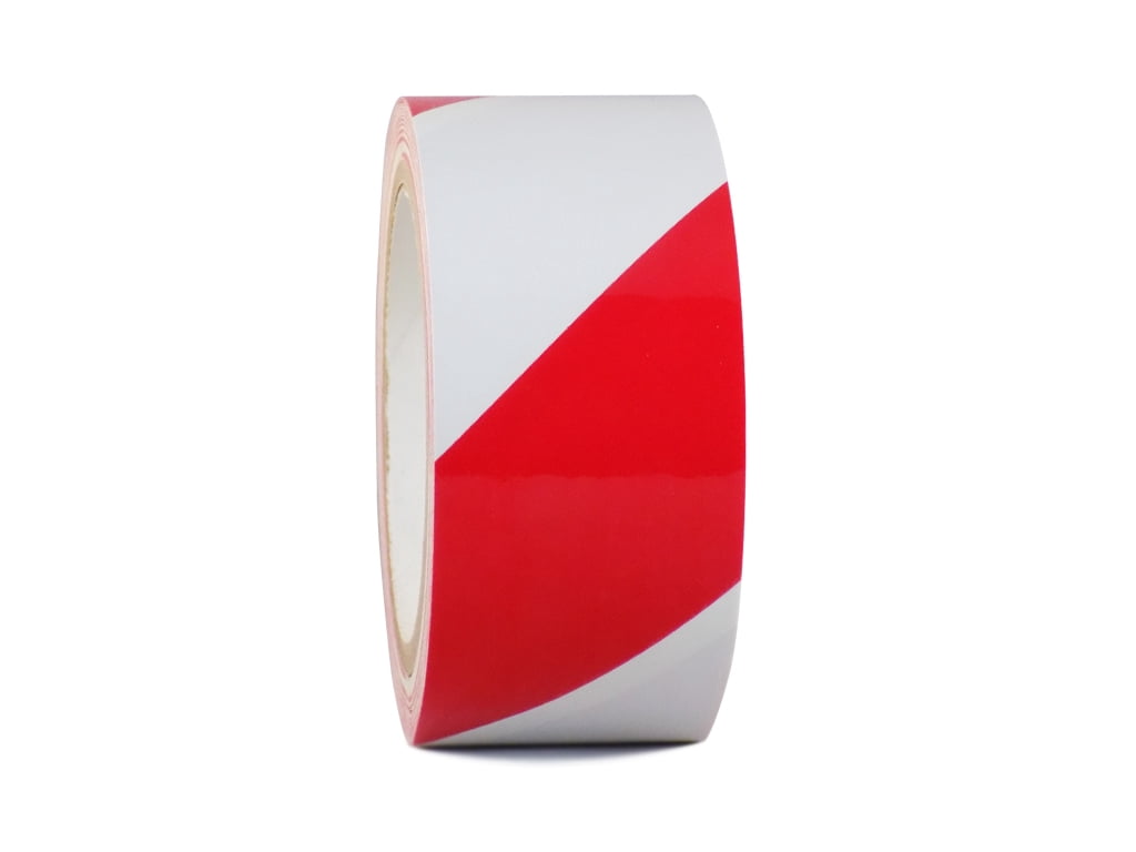 WOD Red & White Heavy-Duty Laminated Hazard Striped Safety Warning Tape ...