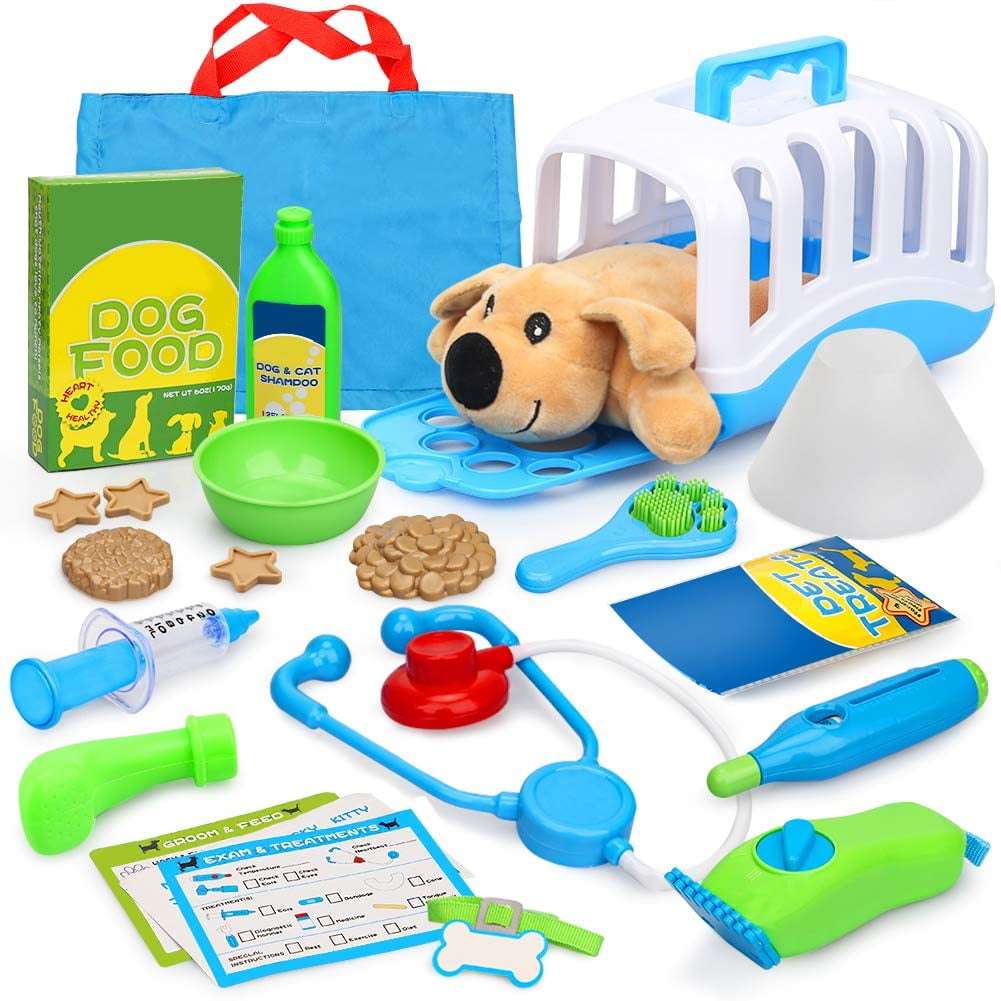 Pet Care Play Set - Pretend Veterinary Medical Kit Vet Dog Grooming ...