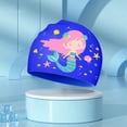 Bobifish Girls Swim Cap Cute Cartoon Printed Swim Caps Silicone Cap Ear ...