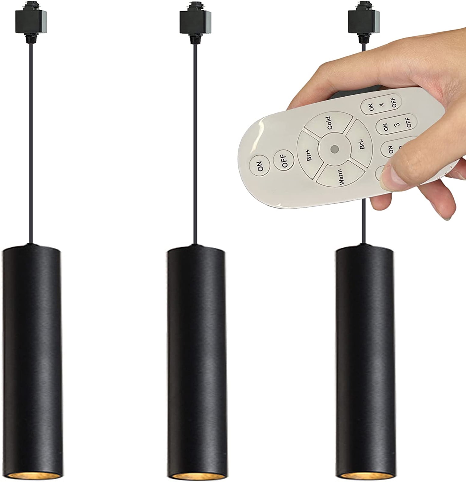 FSLiving Dimmable 7W LED Track Industrial Look Black Pendant Lights H ...