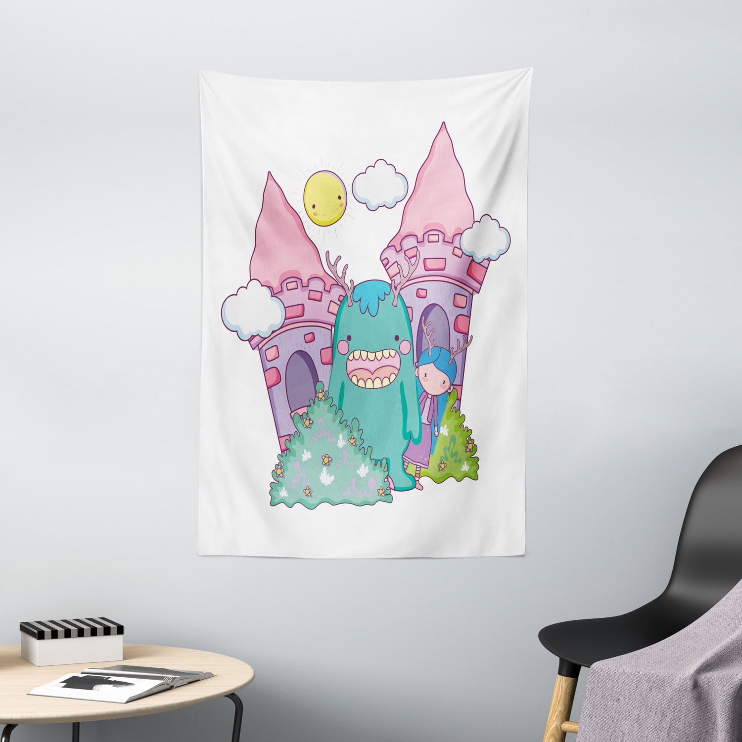Alien Tapestry, Little Girl with Antlers and Monster Castle Forest ...