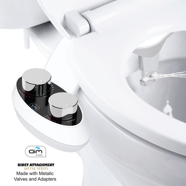 Dual Nozzle Bidet Attachment with Self Cleaning Nozzles and Brass ...