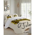 4 Piece Duvet Cover Set Full, Yellow Black Buffalo Plaid Bone Cute Dog ...
