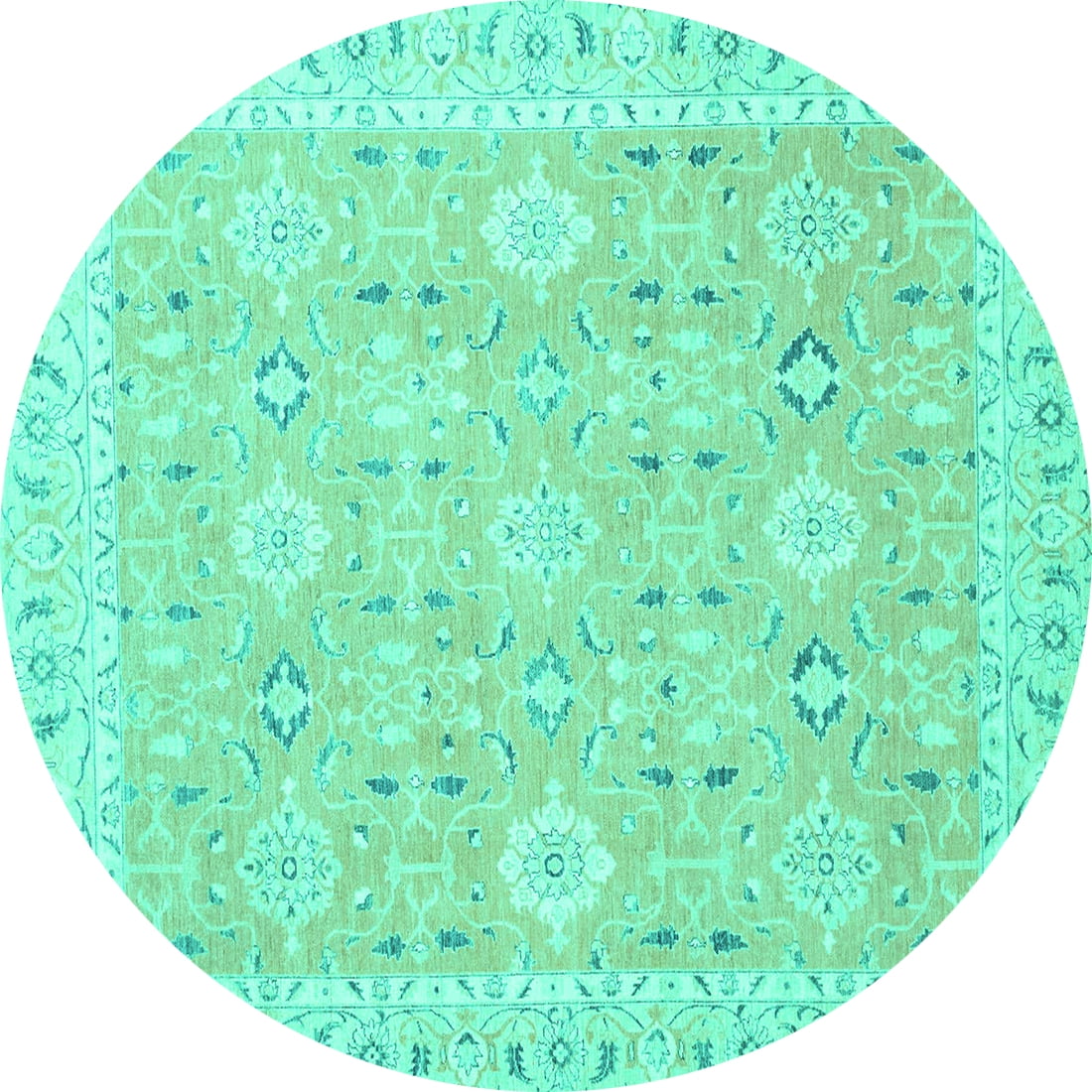 Ahgly Company Indoor Round Abstract Turquoise Blue Modern Area Rugs, 4 ...