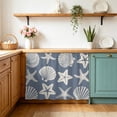 Blue Coastal Cabinet Curtains for Kitchen 11"W x 13"L, Starfish Shell ...