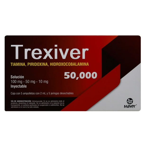 Trexiver 50,000 Sol. Iny. c/5 amptas 100/50/10mg/2ml y 5 jeringas | Bodega Aurrera en línea