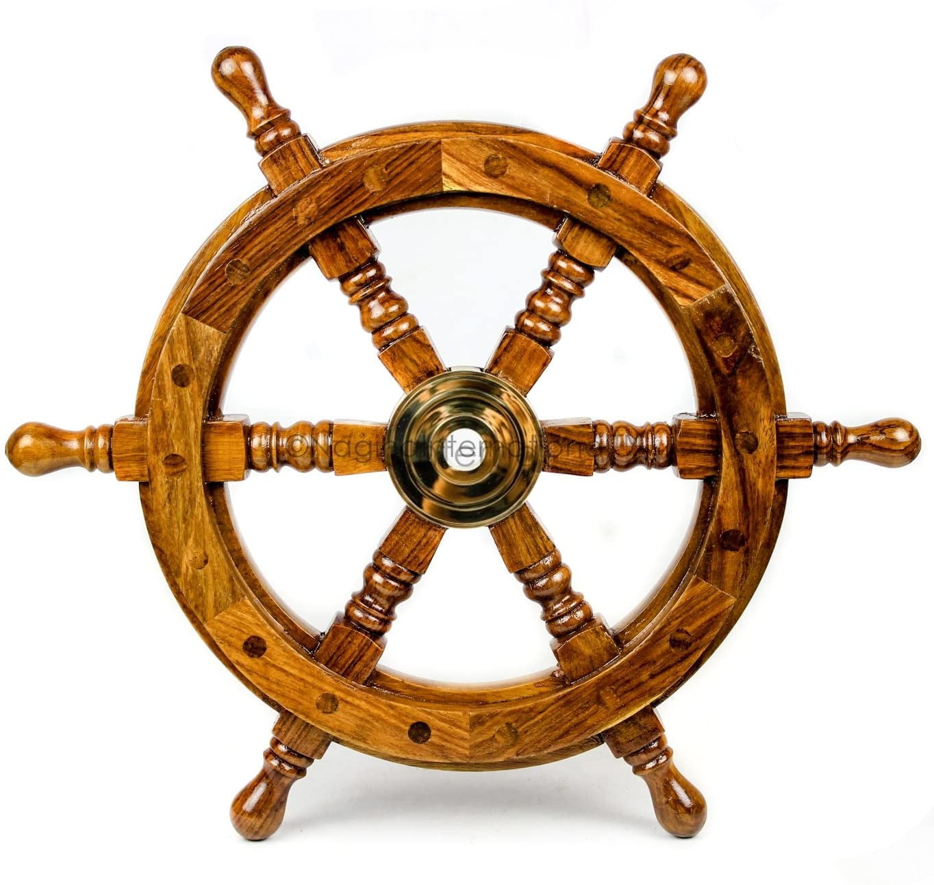 Wooden Ship Wheel White Rope & Seagull Motif - (Ocean Blue) - (42 ...
