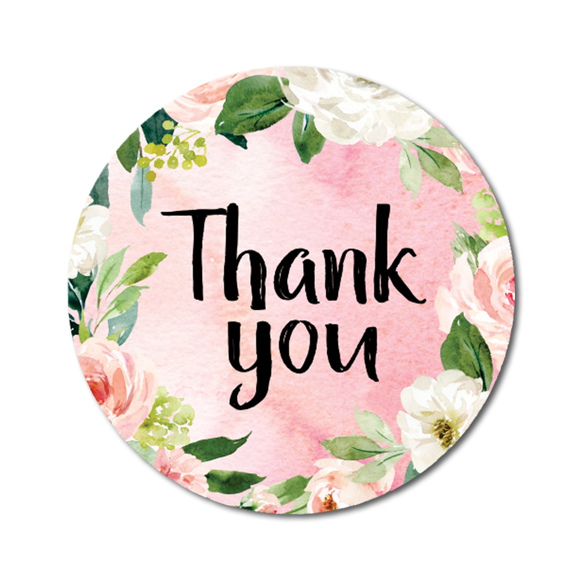 Darling Souvenir Round 1.6 Inches Floral Border Thank You Stickers Non ...