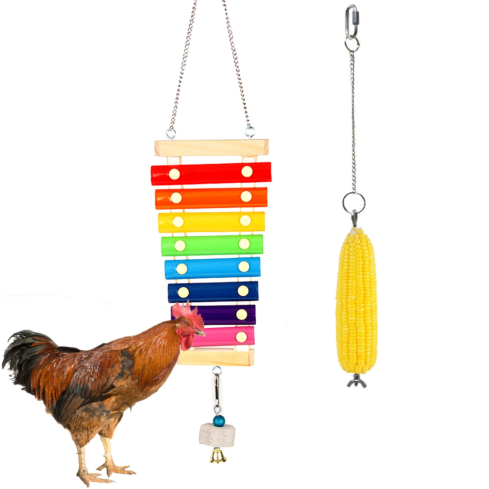 Visland Chicken Xylophone Toy for Hens Suspensible Wood Xylophone Toy ...
