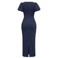 Dpjklzsn Women's Puff Sleeve Bodycon Midi Dress, Round Neck Slim Fit ...