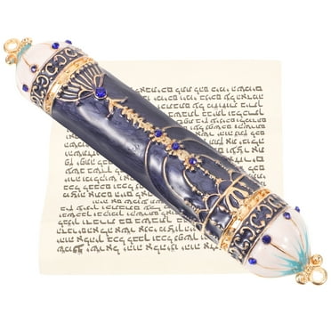 Matashi Gold Hand Painted Enamel Mezuzah w Hebrew Shin Home Door Decor ...